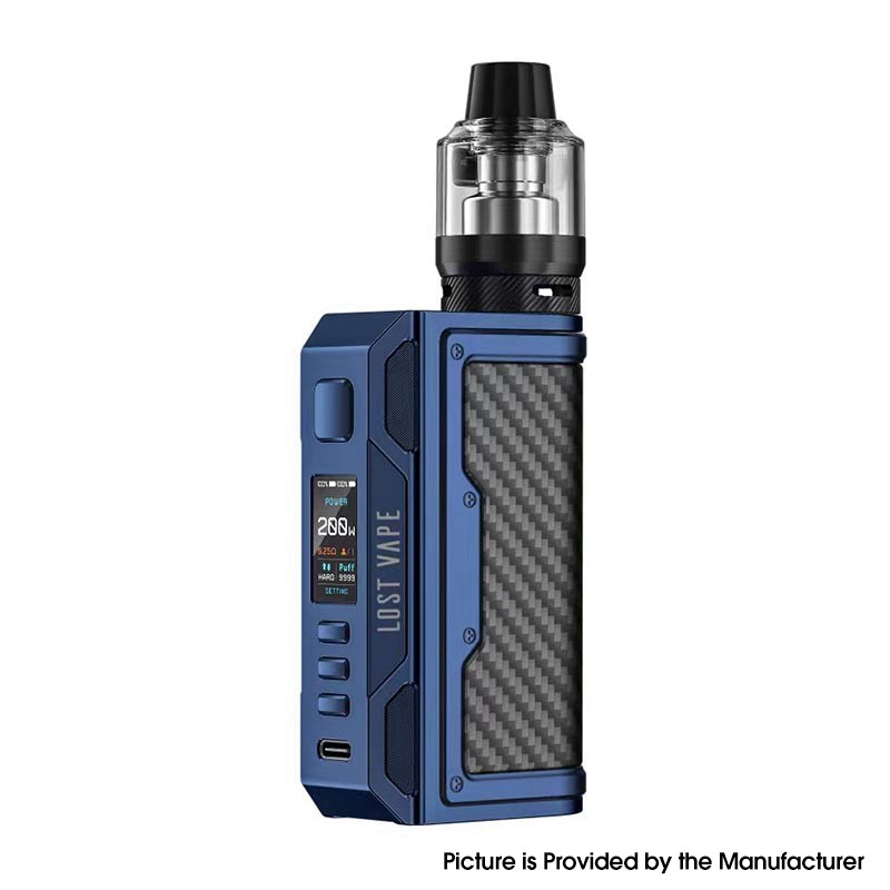 Buy Authentic Lost Thelema Quest 200W VW Box Mod Kit Blue Carbon Fiber