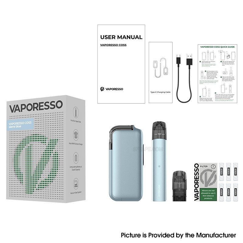 Buy Authentic Vaporesso COSS Pod System Kit 1750mAh 8.1ml Black