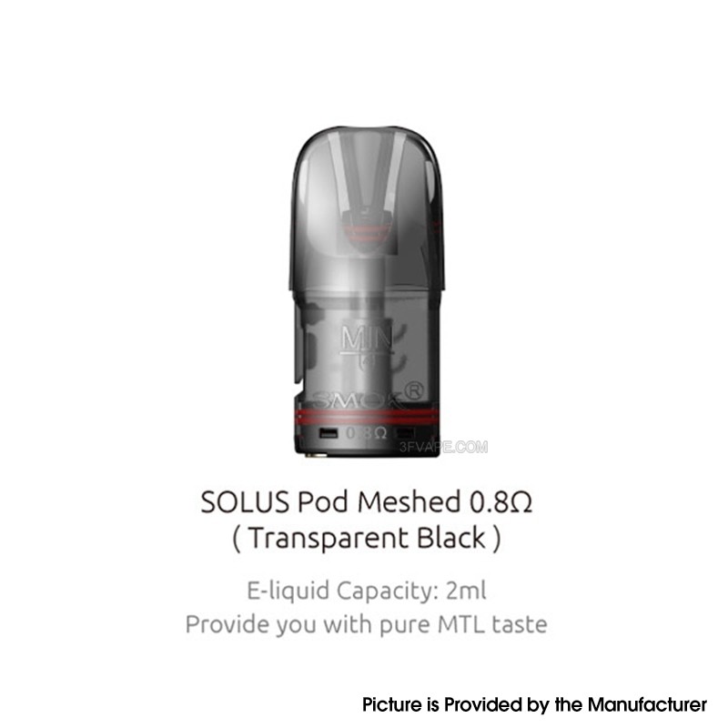 Buy Authentic SMOK Solus Pod Cartridge Transparent Black Meshed 0.8ohm 2ml